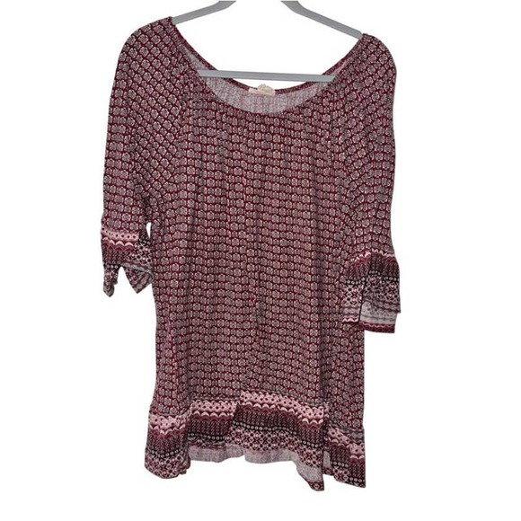 Como Blu | Tops | Como Blu Red Bell Sleeve Elstic Neck Boho Chic Top ...